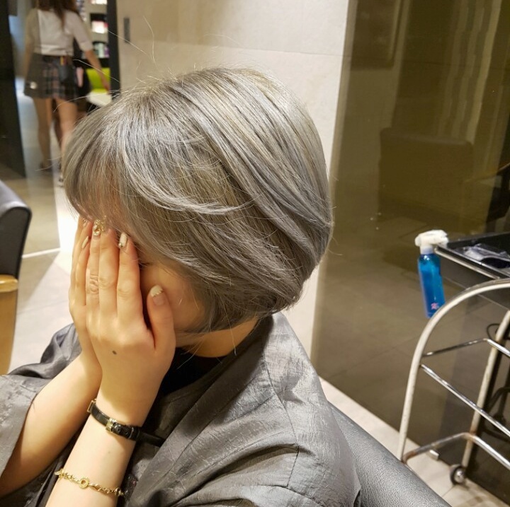 회색염색 애쉬그레이 단발 실버그레이 염색 회색머리 네이버 블로그