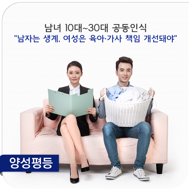남녀 10대~30대 공동인식 남자는 생계 여성은 육아·가사 책임 개선돼야 「양성평등 인식」 설문 결과 네이버 블로그