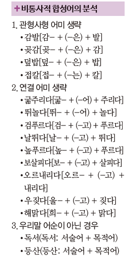 공무원 국어 통사적 합성어와 비통사적 합성어 네이버 블로그