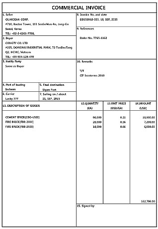 Commercial Invoice(인보이스) 작성 방법(초급편) : 네이버 블로그